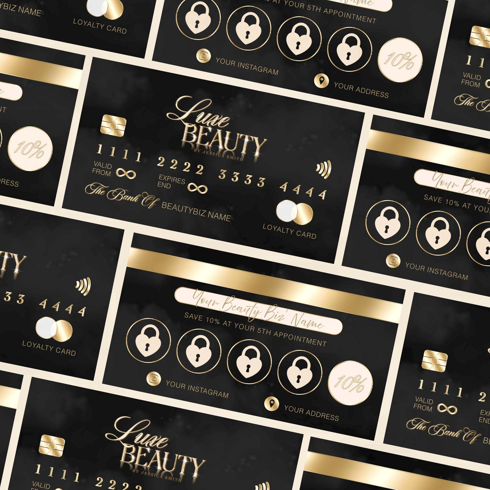 Luxury Gold & Black Credit Card Loyalty Card, Canva Template, Bank Card ...