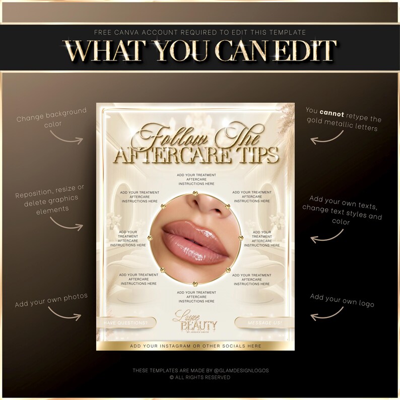 Luxury Gold & Beige Aftercare Instagram Post, Canva Template, Beauty ...