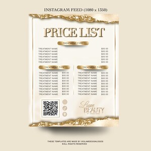 Luxury Gold & Beige Price List Canva Template, Editable Beauty Salon ...