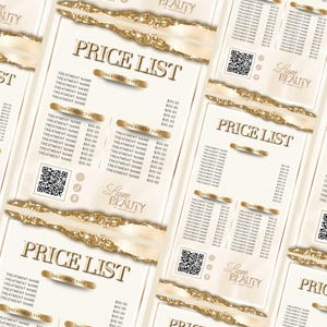 Luxury Gold & Beige Price List Canva Template, Editable Beauty Salon ...