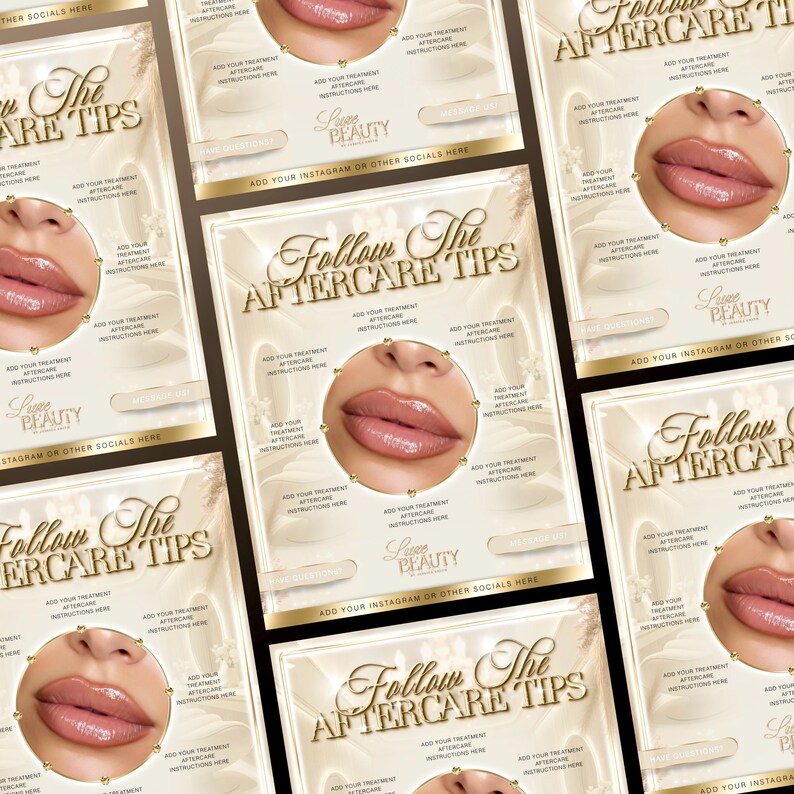 Luxury Gold & Beige Aftercare Instagram Post, Canva Template, Beauty ...