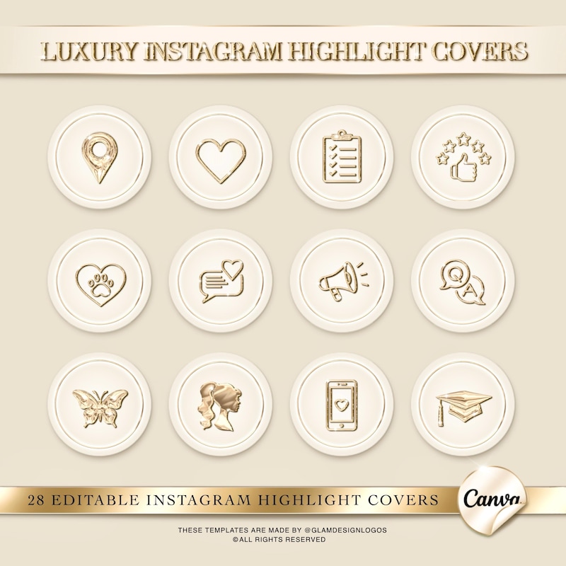 Gold Icons Canva - Etsy