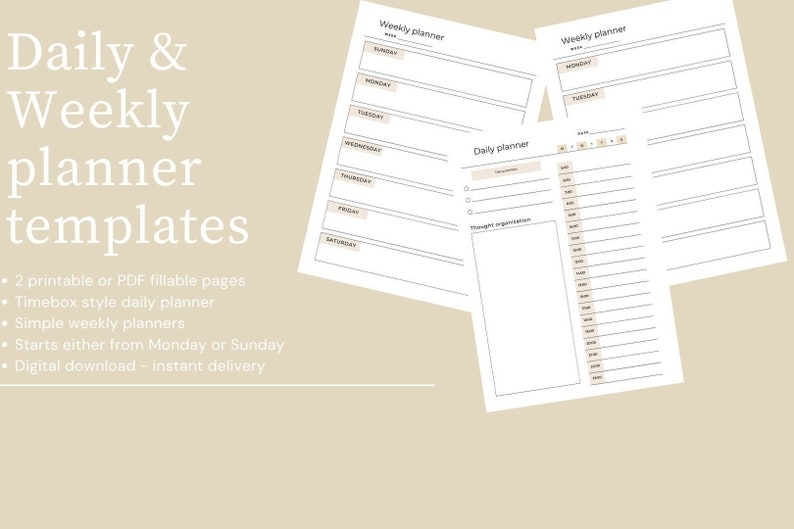 Printable Daily Planner Template Weekly Planner Template Timeboxing ...