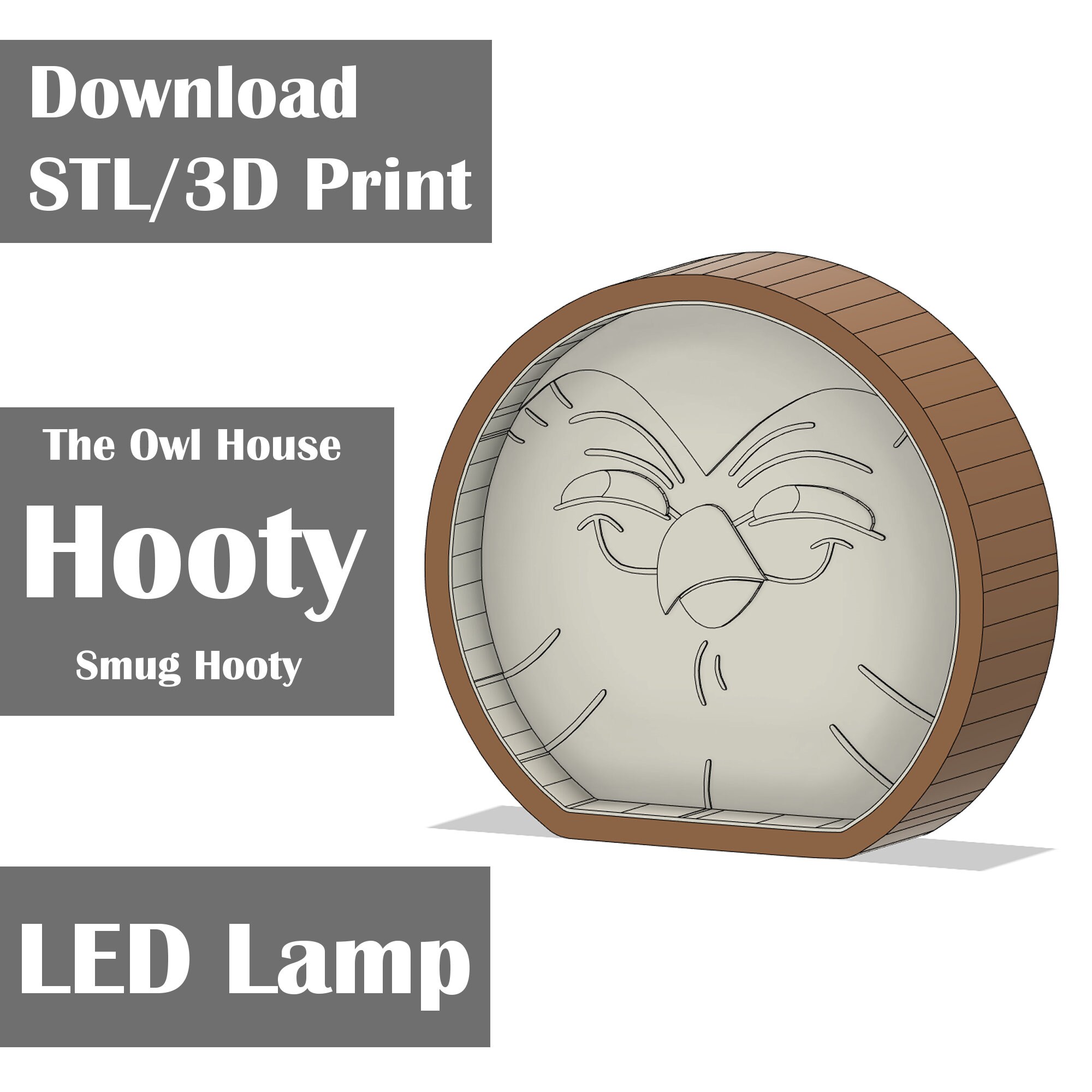 The Owl House Smug Hooty 3d Print Led Lamp Etsy