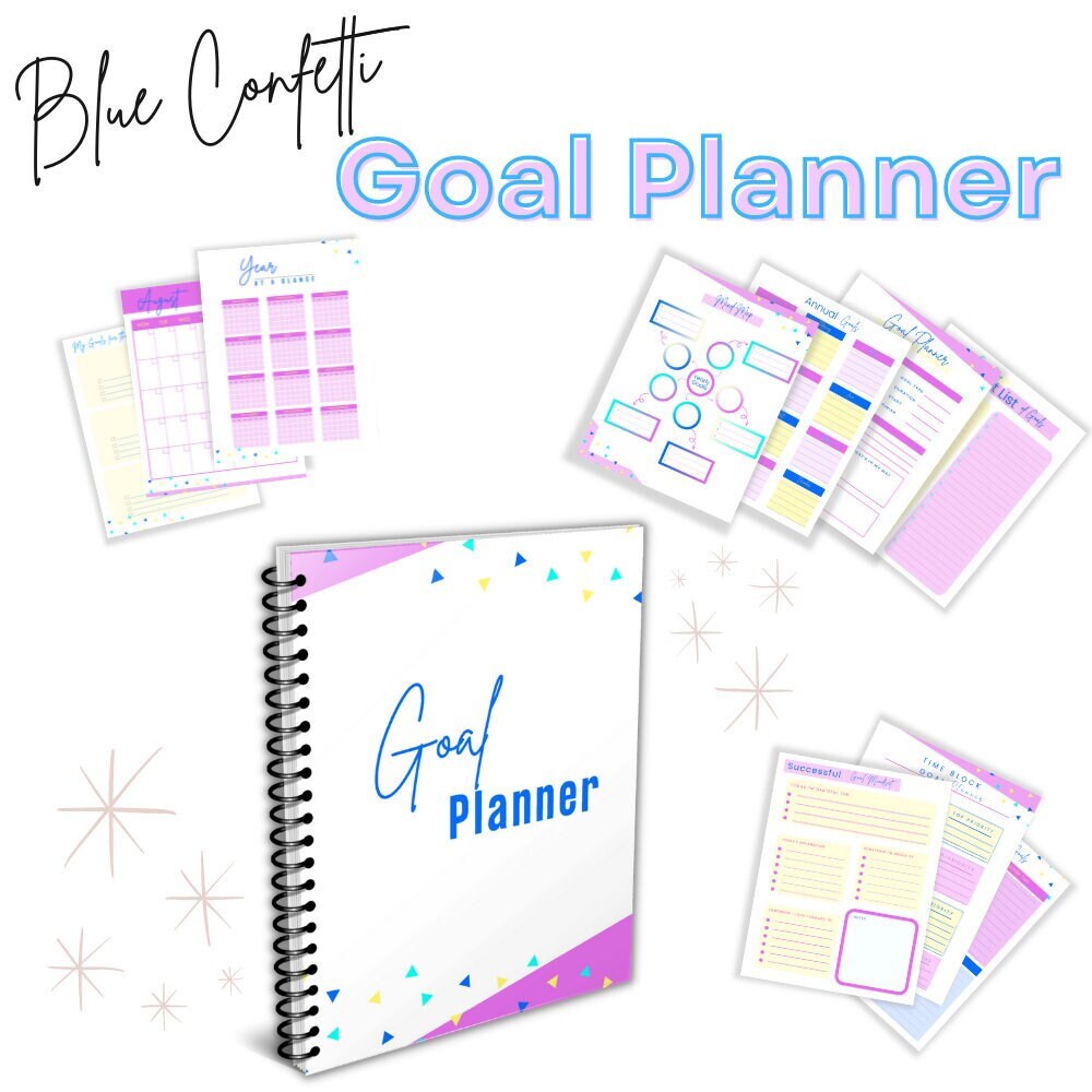 Blue Confetti Goal Planner, Printable Planner Goal Planning, Goal ...