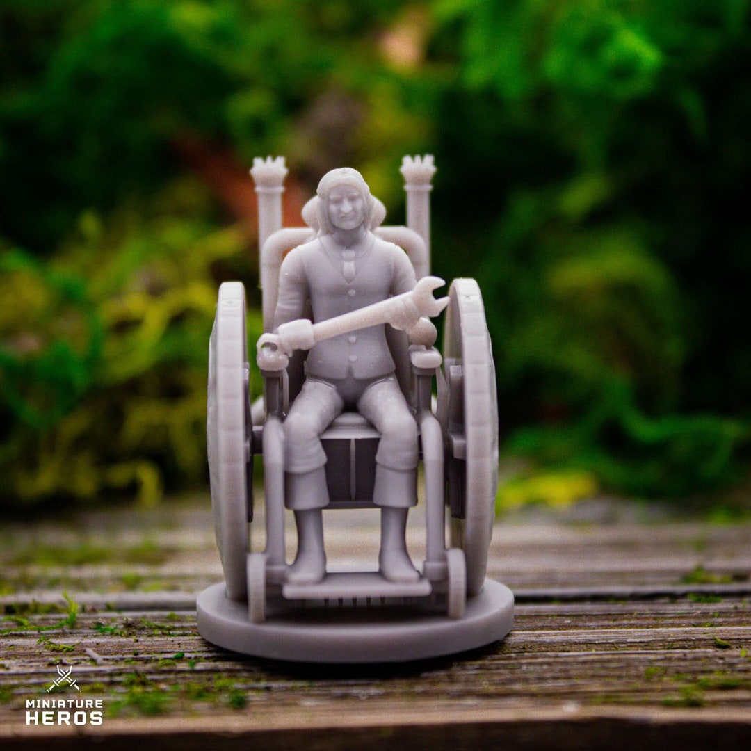 Artificer Fighter on Battle Wheelchair Human Male 3D Resin Print D&D ...