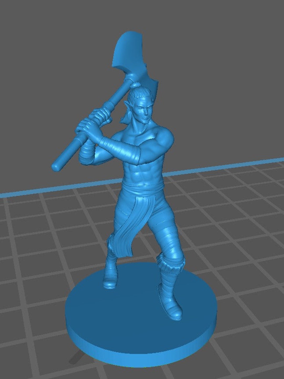 Barbarian Half Elf With Great Axe Male 3D Resin Print D&D Pathfinder ...