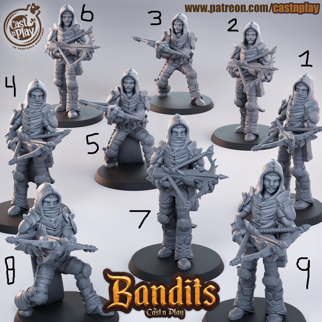 Human Male Ranger Bandits 3D Resin Print D&D Pathfinder NPC Miniature ...