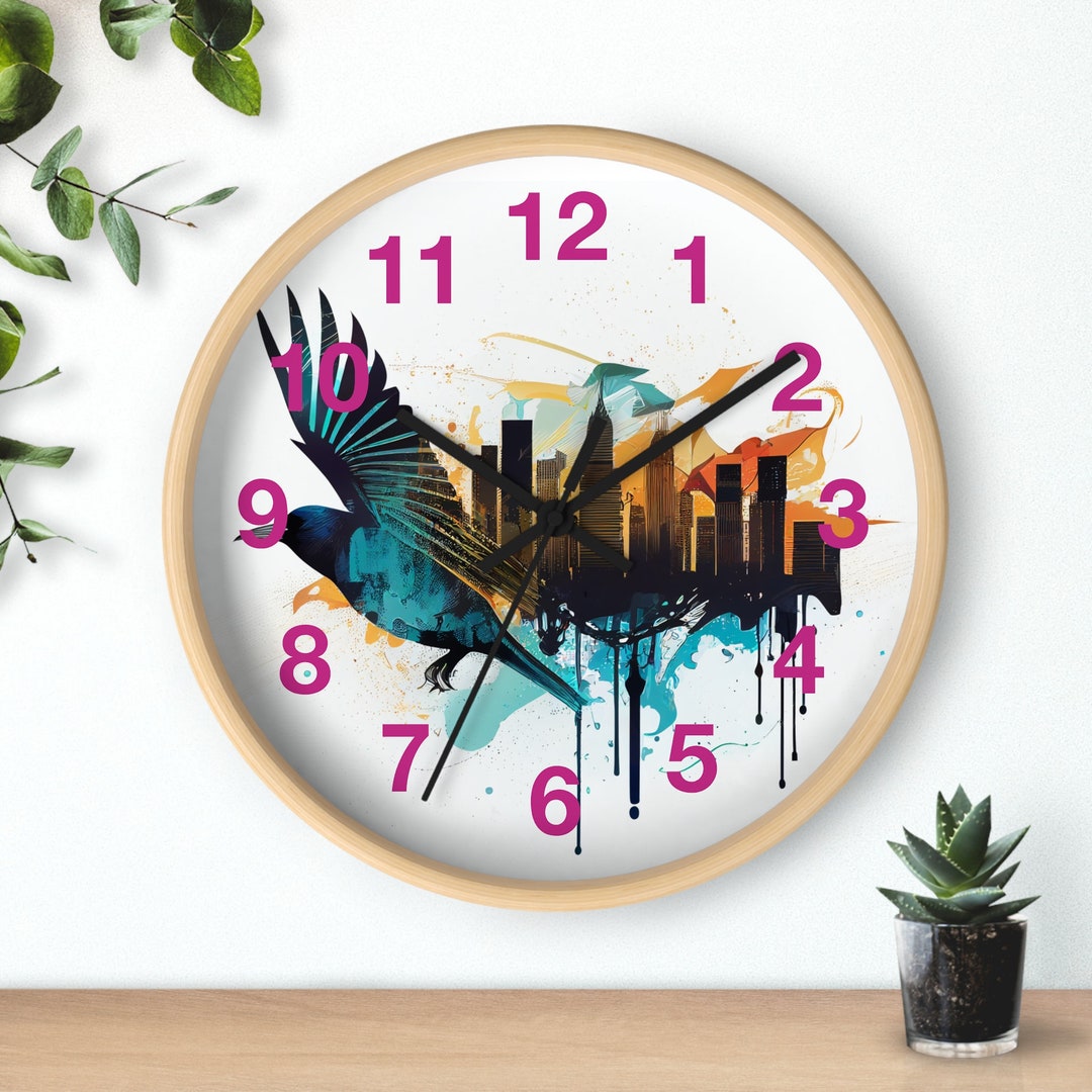 City Skyline Wall Clock Wooden Wall Clock Personalized - Etsy