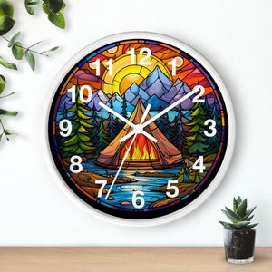 Adventure Wall Clock, Camping Theme Timepiece, Rustic Woodland Decor ...