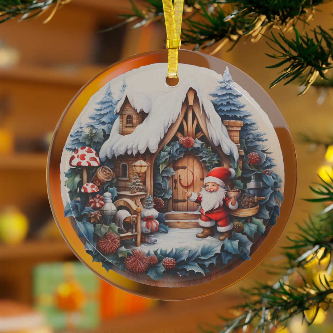 Santa Claus Glass Ornament, Classic Christmas Tree Adornment - Etsy