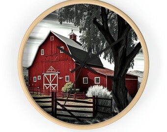 Red Barn Wall Clock - Etsy