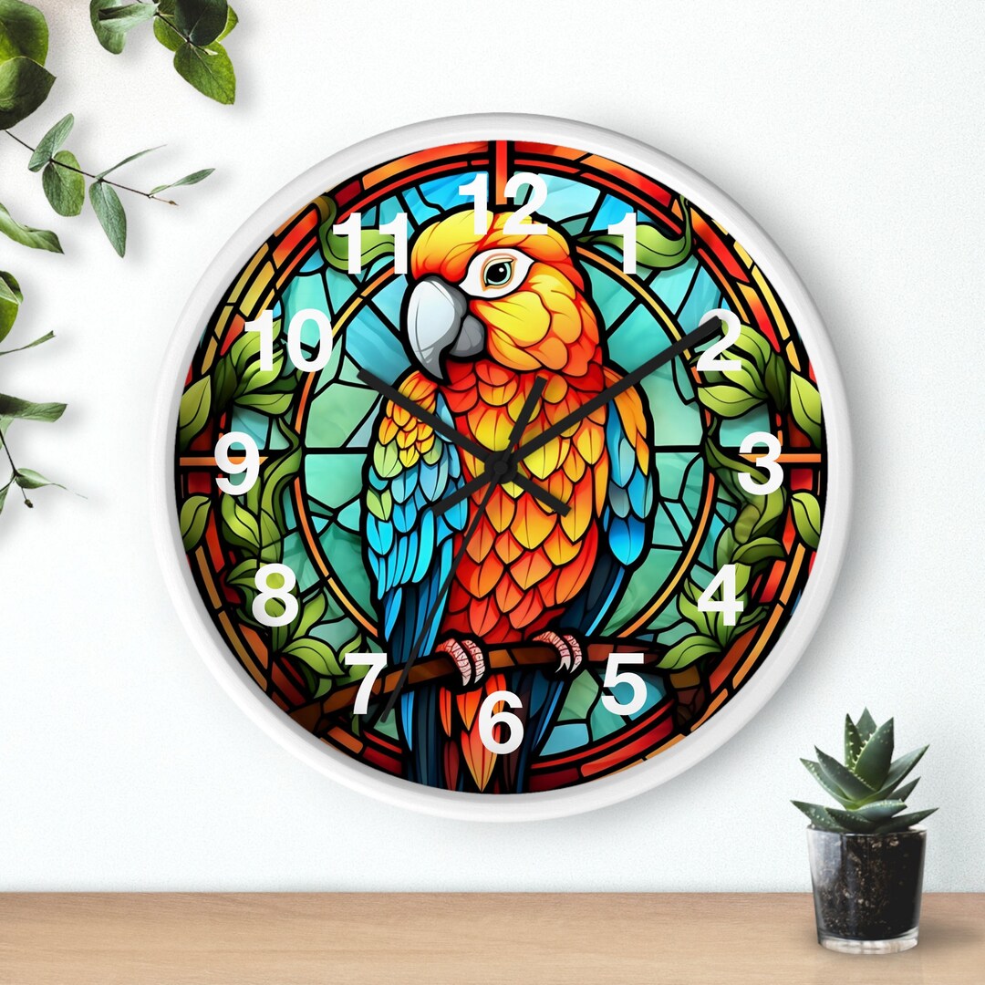 Parrot Wall Clock, Wooden Wall Clock, Colorful Clock, Wall Clock, 10 ...