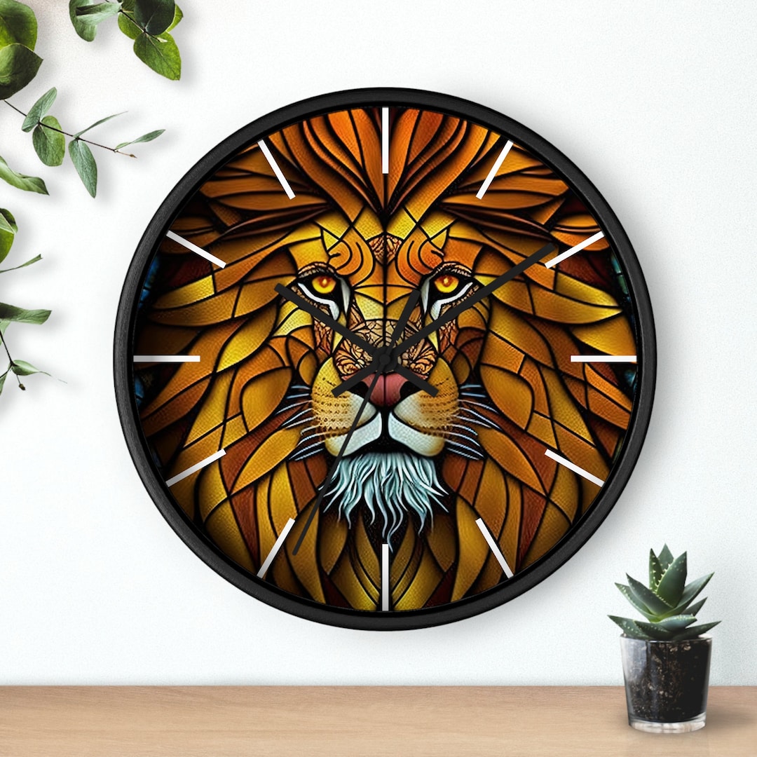 Lion Wall Clock: Artistic Timepiece for Wildlife Enthusiasts Unique ...
