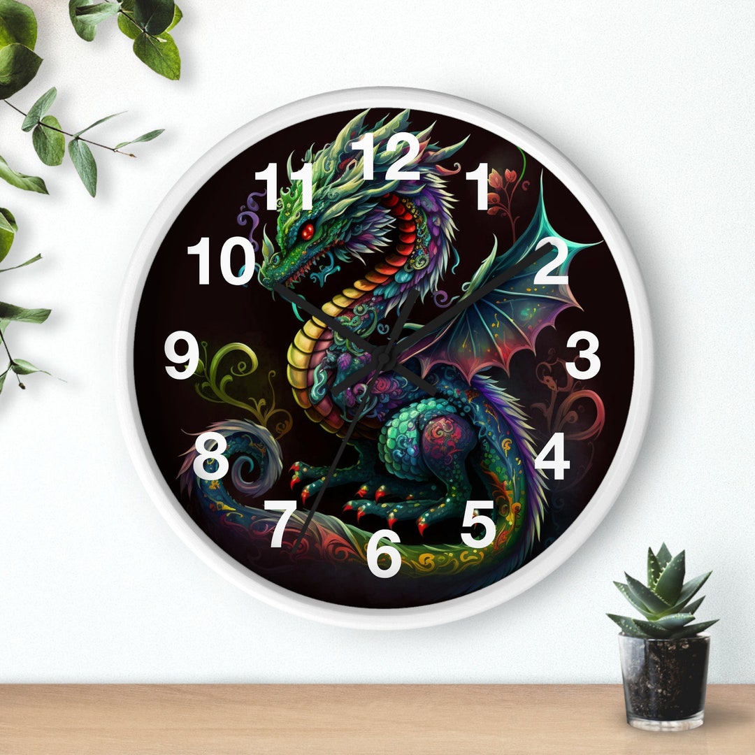 Dragon Wall Clock, Dragon Clock, Dragon Hanging Clock, Home Decor ...