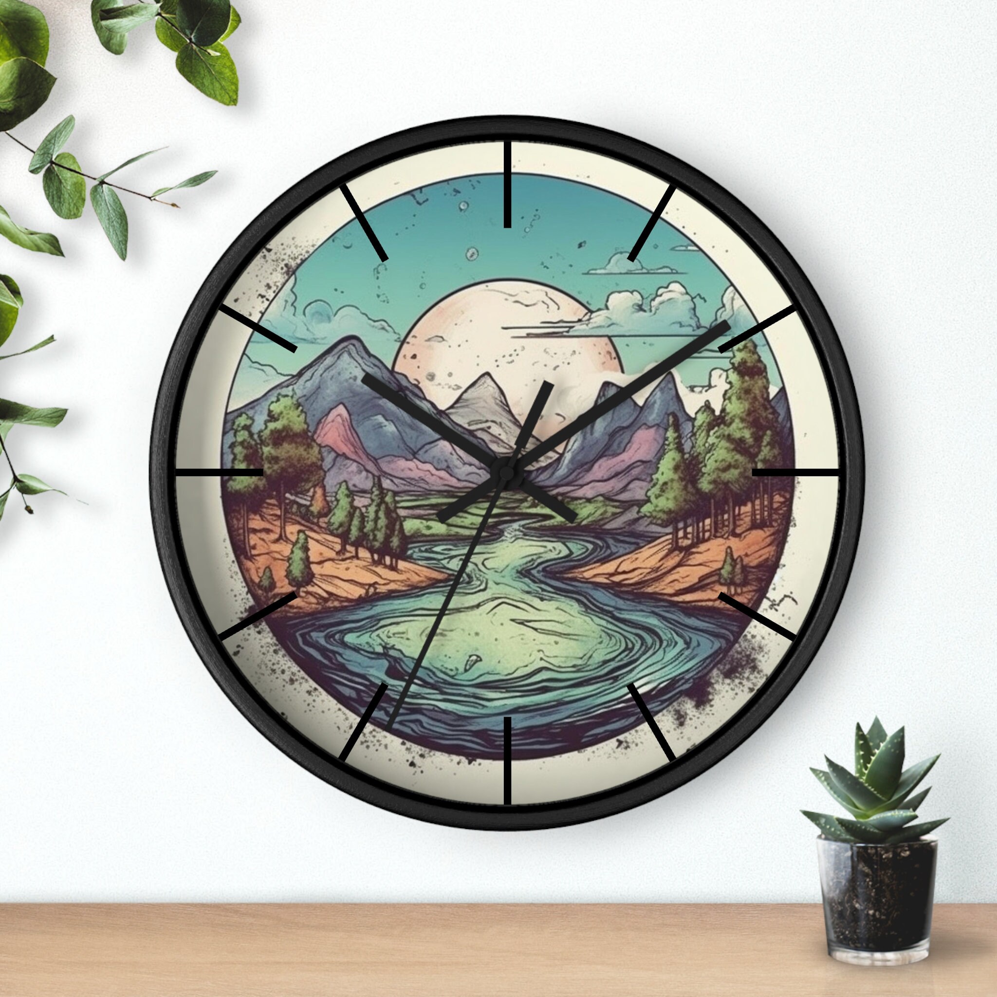 Mountainscape Wall Clock Bring the Beauty of the Mountains Into Your ...