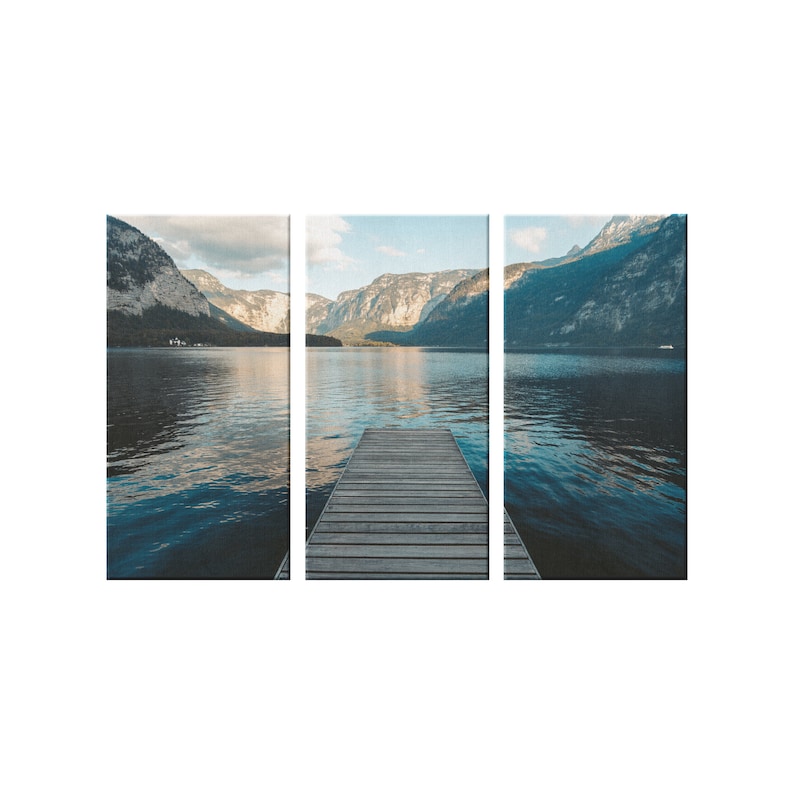 3 Piece Mountain Lake Landscape Canvas Wall Art Multi Panel Painting ...