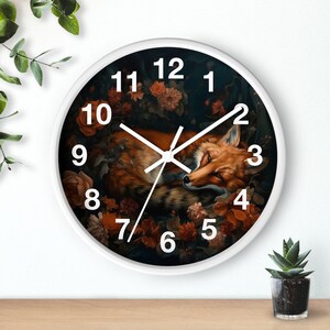 Vintage Fox Wall Clock William Morris Inspired, Fox Design, Woodland ...