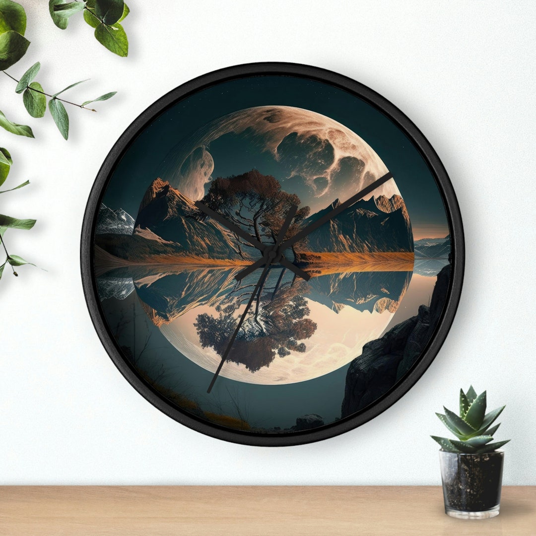 Full Moon Wall Clock Wooden Wall Clock Personalized Gifts - Etsy