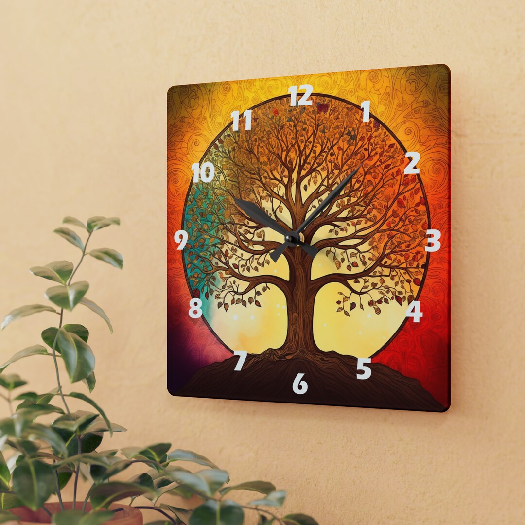 Tree of Life Wall Clock, Acrylic Wall Clock, Silent Ticking, Wall ...