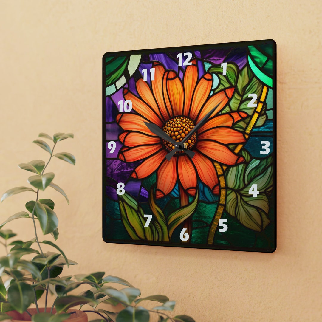 Flower Wall Clock, Dried Flower Clock, Flower Clock, Pressed Flower ...