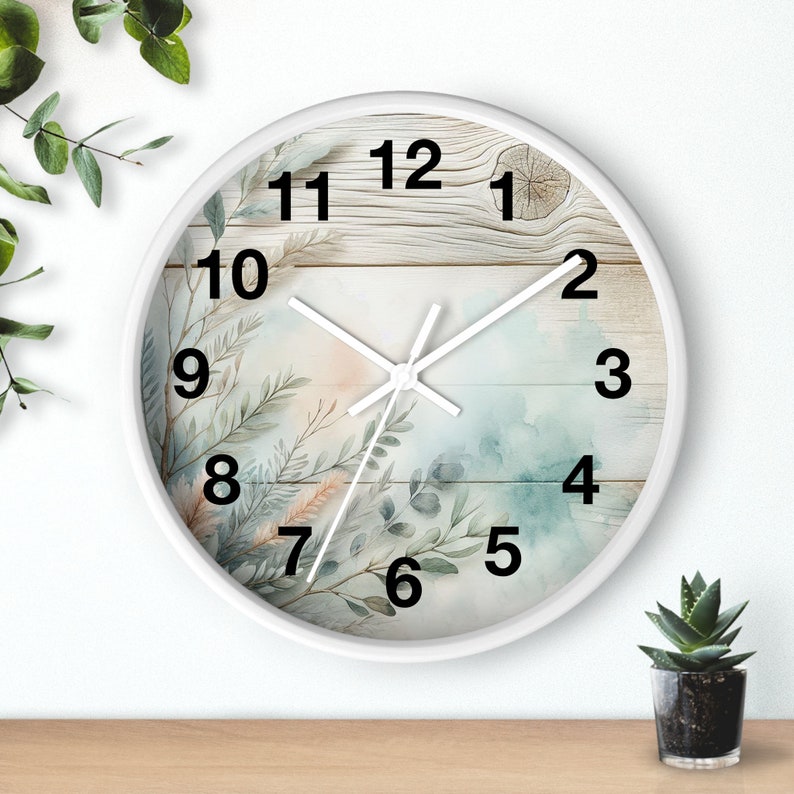 Costal Rustic Wood Watercolor Wall Clock, Unique Wall Clock, Clock With ...