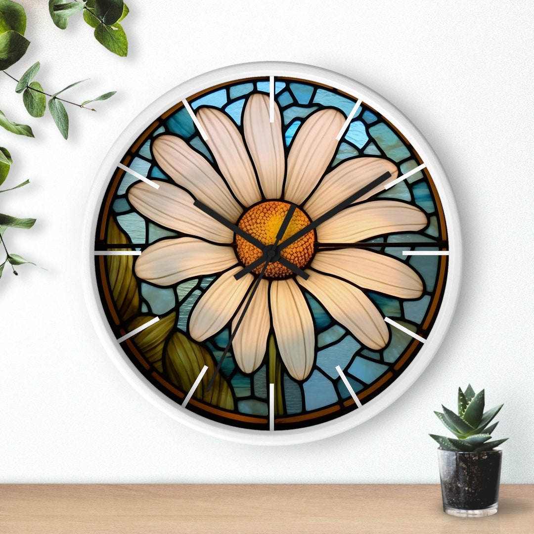 Daisy Bloom Wall Clock Floral Elegance, Silent Ticking, Nature-inspired ...
