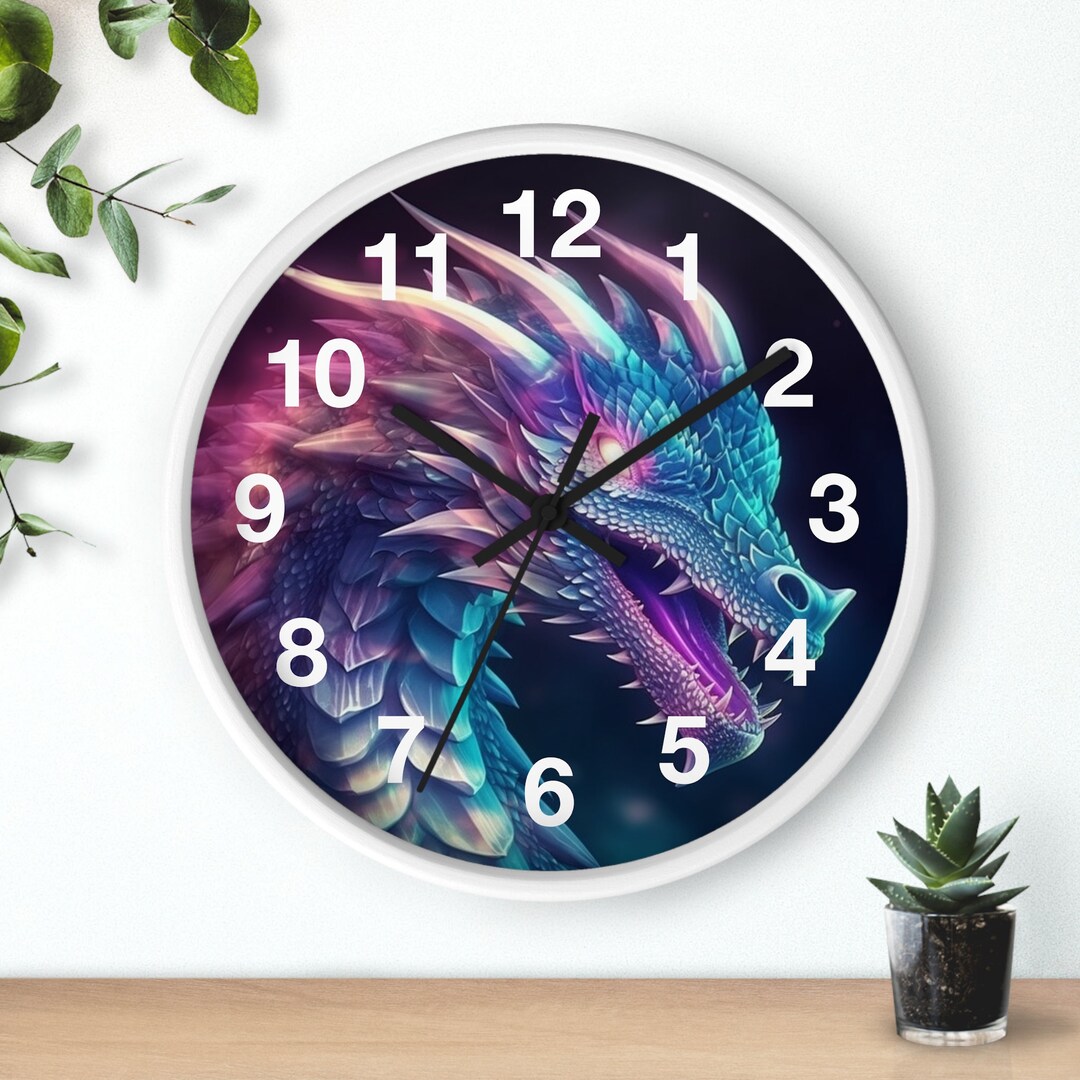 Dragon Wall Clock fantasy Home Decor, Mythical Creature, Unique Dragon ...