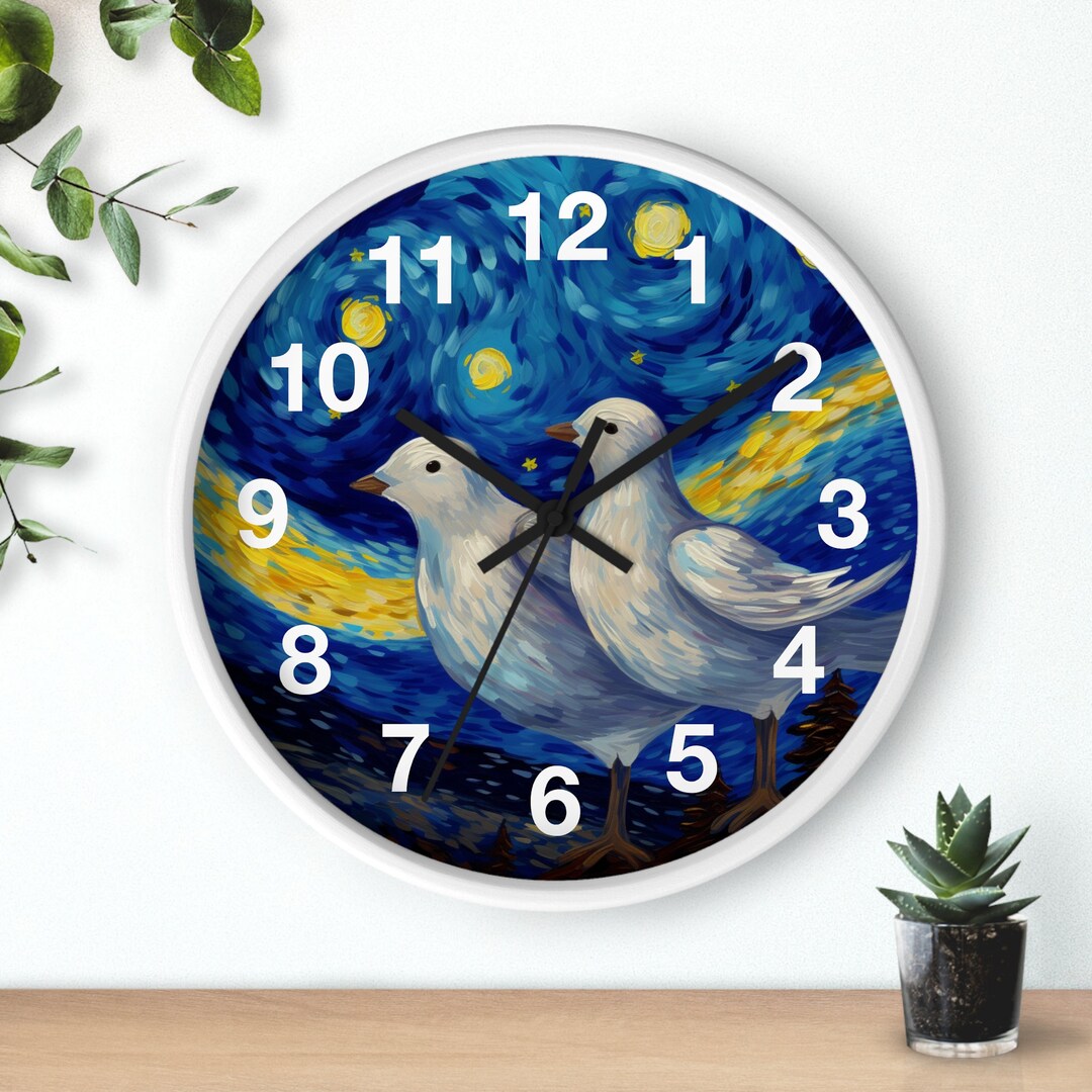 Doves in Harmony Wall Clock Peaceful Home Decor, Silent Ticking ...
