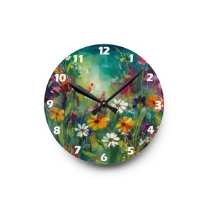 Acrylic Wildflower Wall Clock: Nature-inspired Timekeeping for Your ...