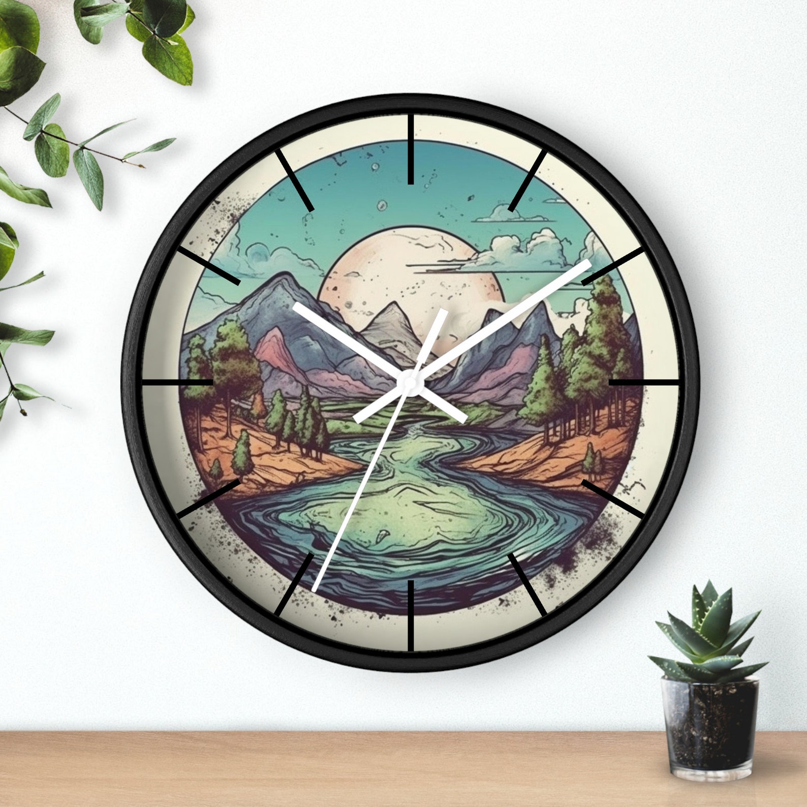 Mountainscape Wall Clock Bring the Beauty of the Mountains Into Your ...