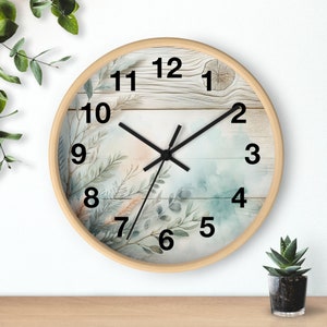 Costal Rustic Wood Watercolor Wall Clock, Unique Wall Clock, Clock With ...