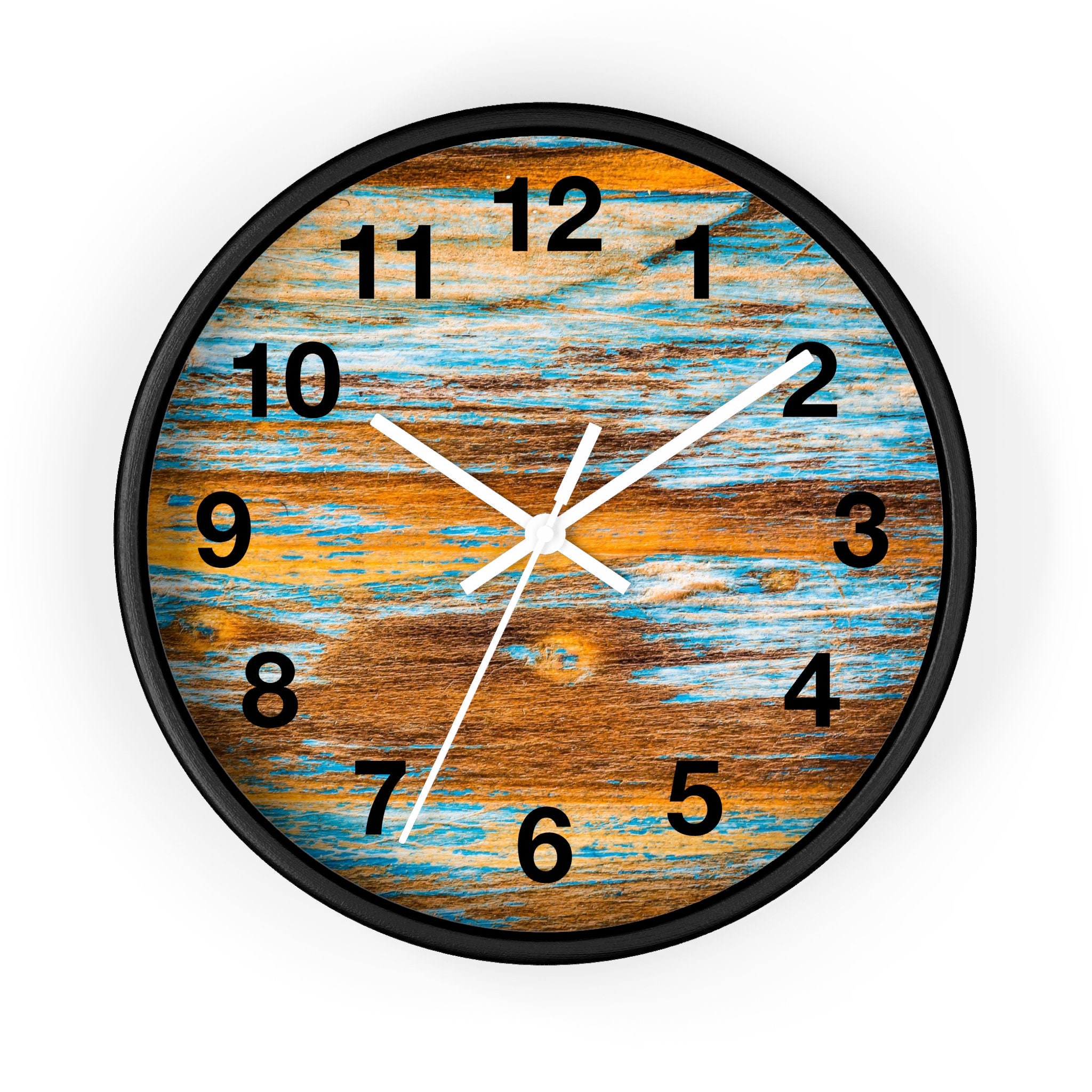 Natural Tree Ring Woodgrain Wall Clock, Wood Grain Home Office Plant ...