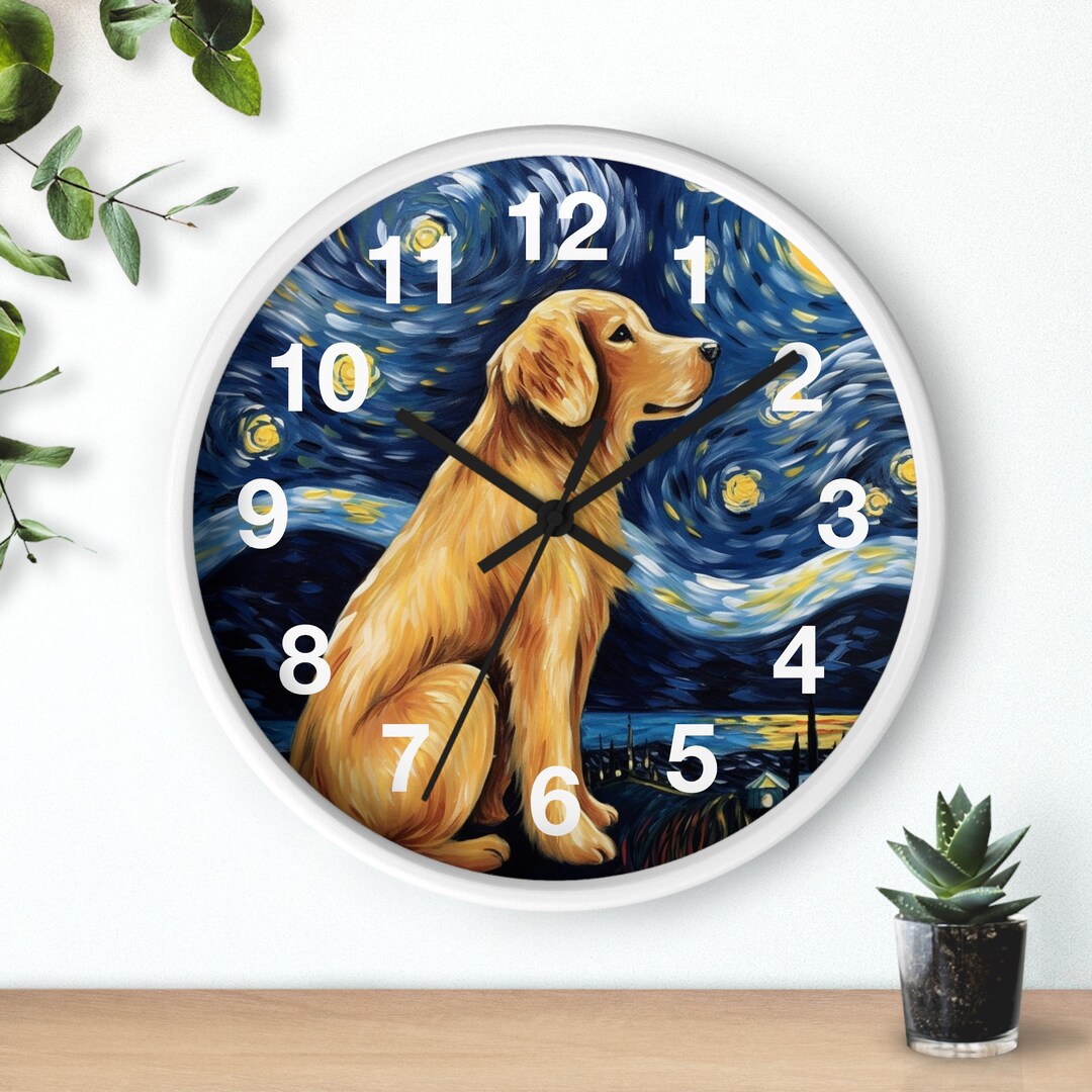Golden Retriever Wall Clock Charming Golden Retriever Design, Silent ...