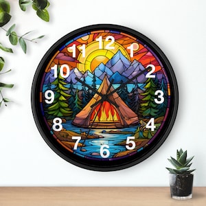 Adventure Wall Clock, Camping Theme Timepiece, Rustic Woodland Decor ...