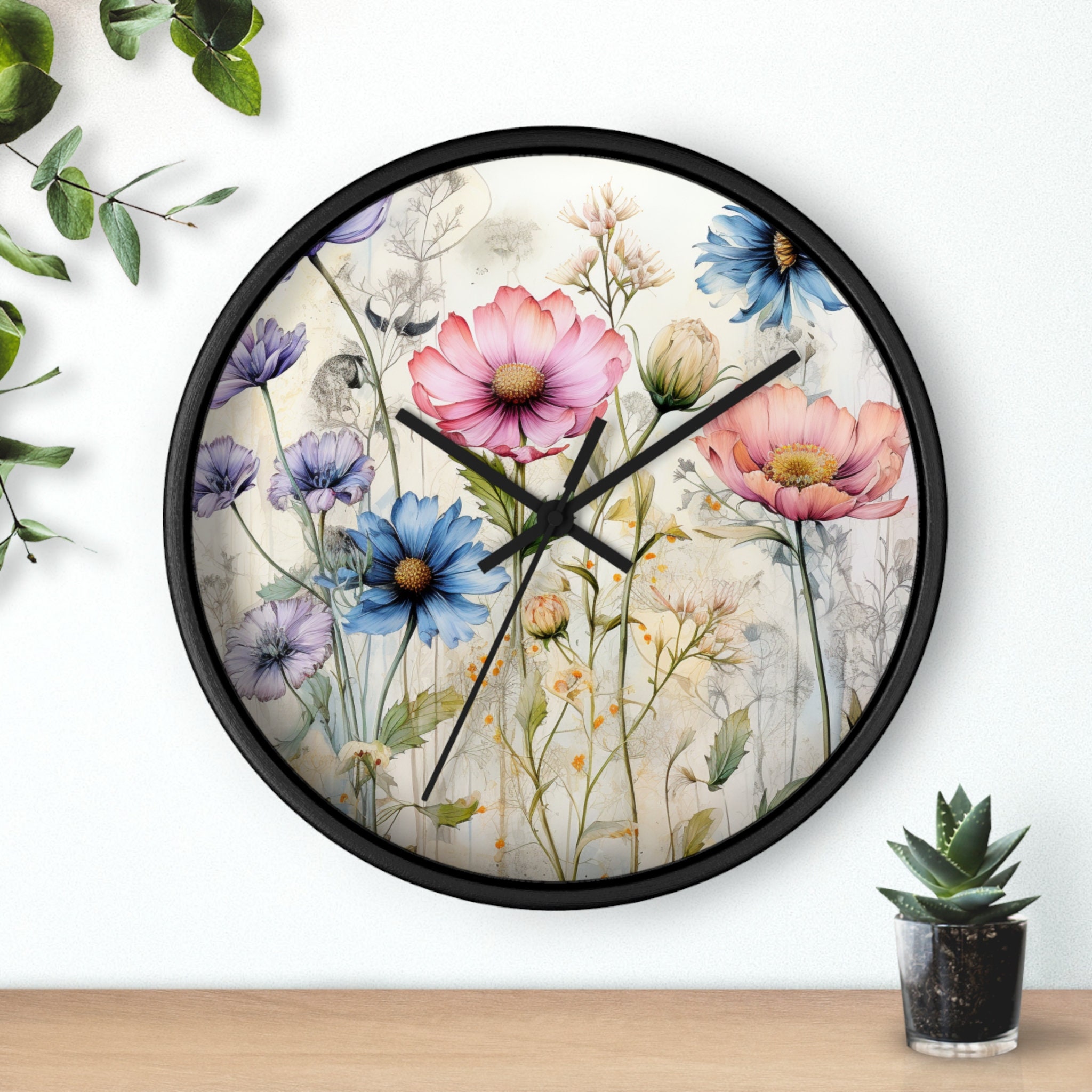 Flower Wall Clock, Dried Flower Clock, Flower Clock, Pretty Flower ...