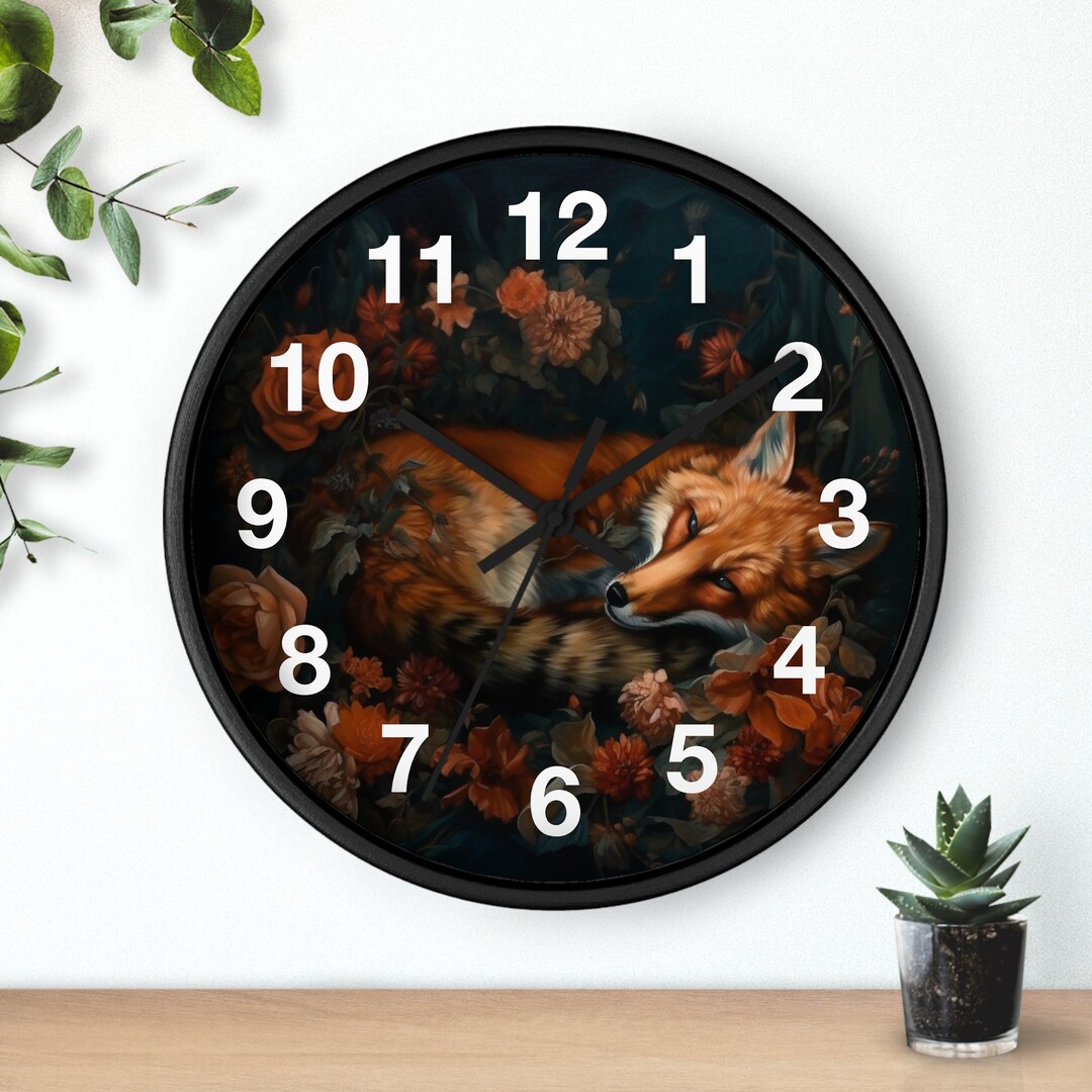 Vintage Fox Wall Clock William Morris Inspired, Fox Design, Woodland ...