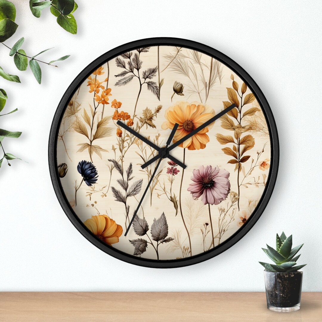 Flower Wall Clock, Dried Flower Clock, Flower Clock, Pretty Flower ...