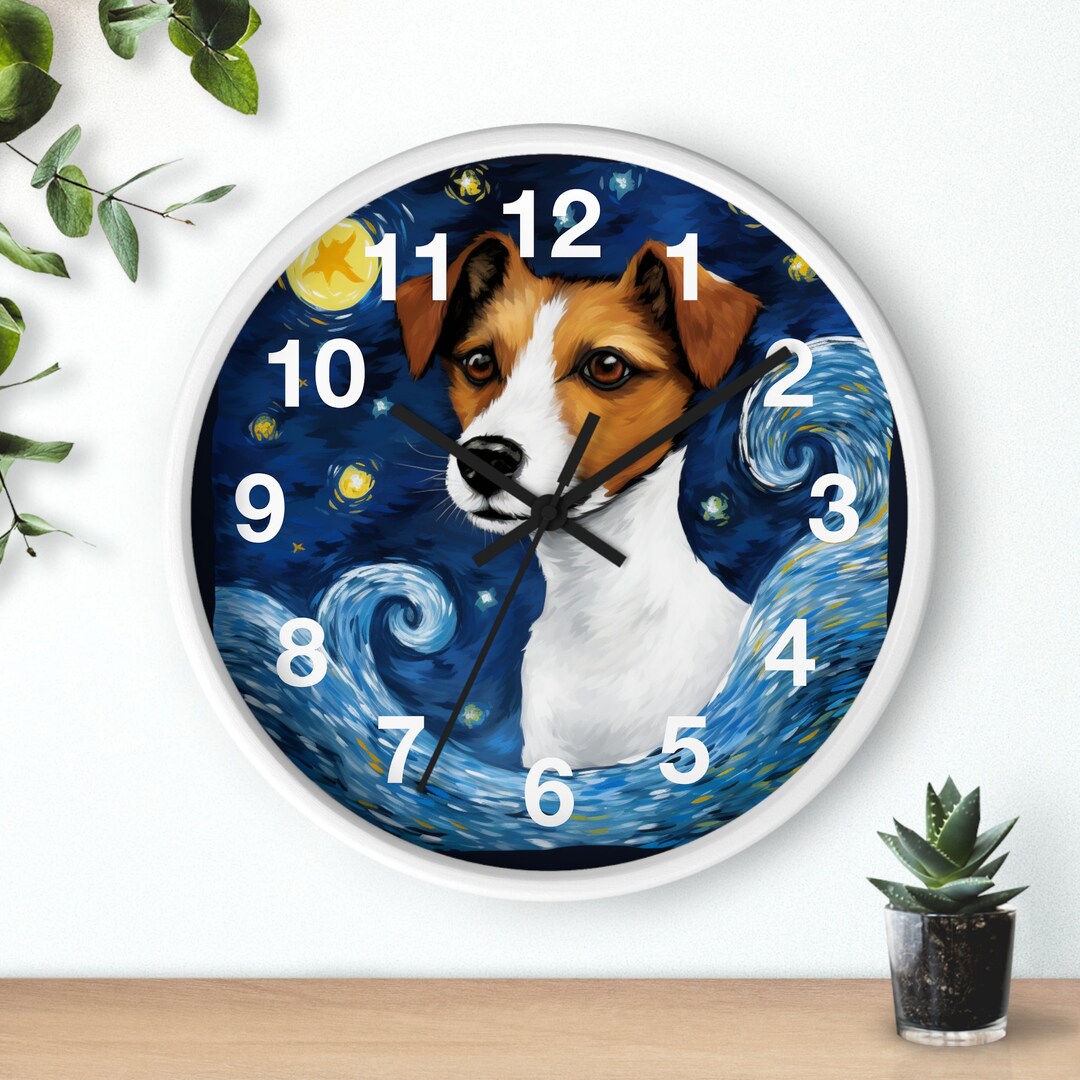 Jack Russell Wall Clock Playful Dog Design, Silent Ticking, Home Decor ...