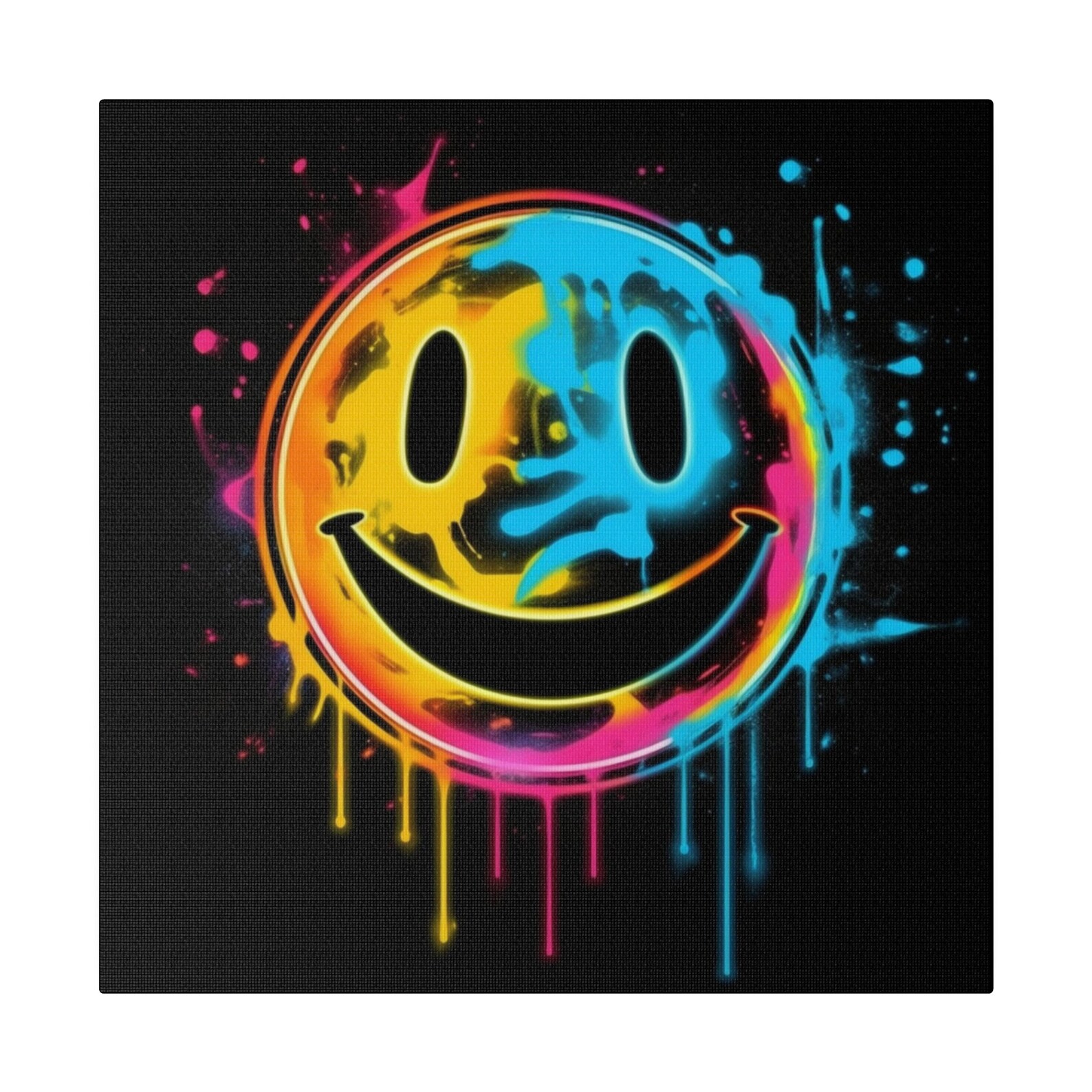Happy Face Graffiti Wall Art, Dripping Smiley Face Poster, Emoji Street ...