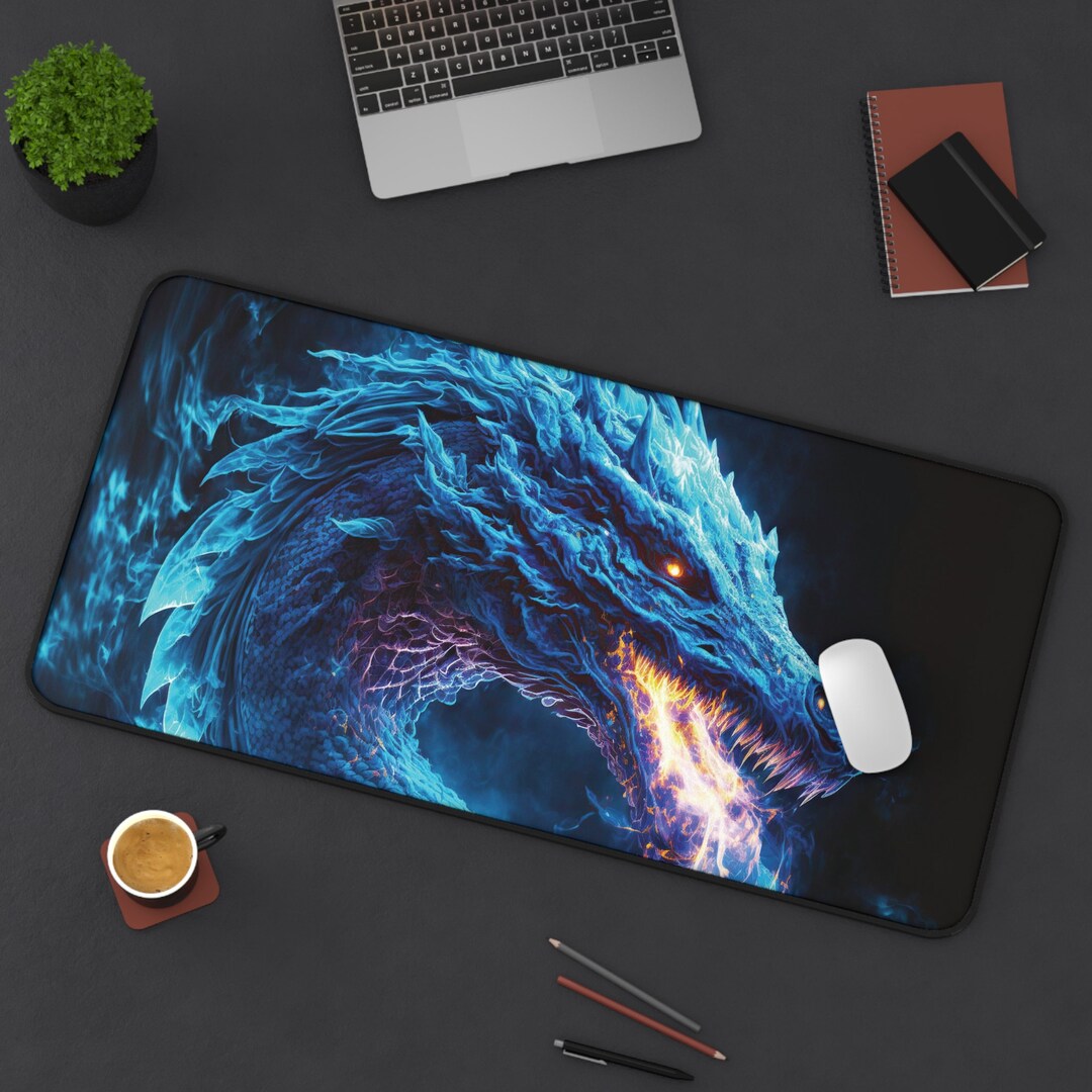 Blue Gothic Dragon Eye Desk Medieval Decor Dragon Desk Mat Draco Desk ...