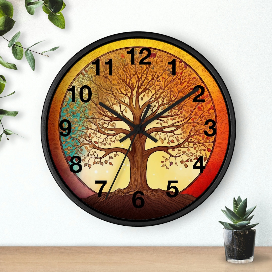 Tree of Life Wall Clock Wooden Wall Clock Colorful Clock - Etsy