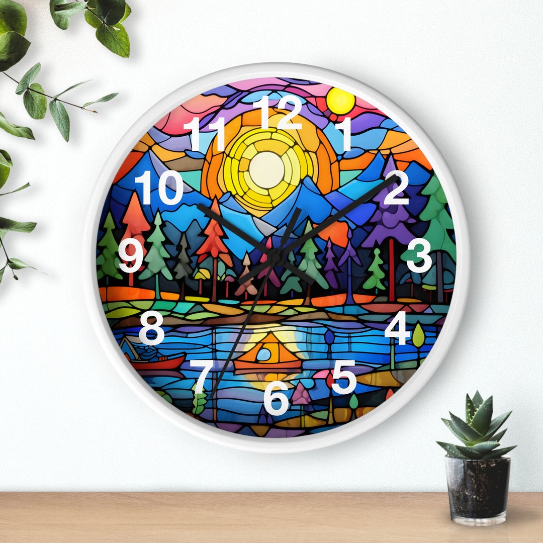 Stained Glass Forest Wall Clock, Fantasy, Inspirational, Gift, Home ...