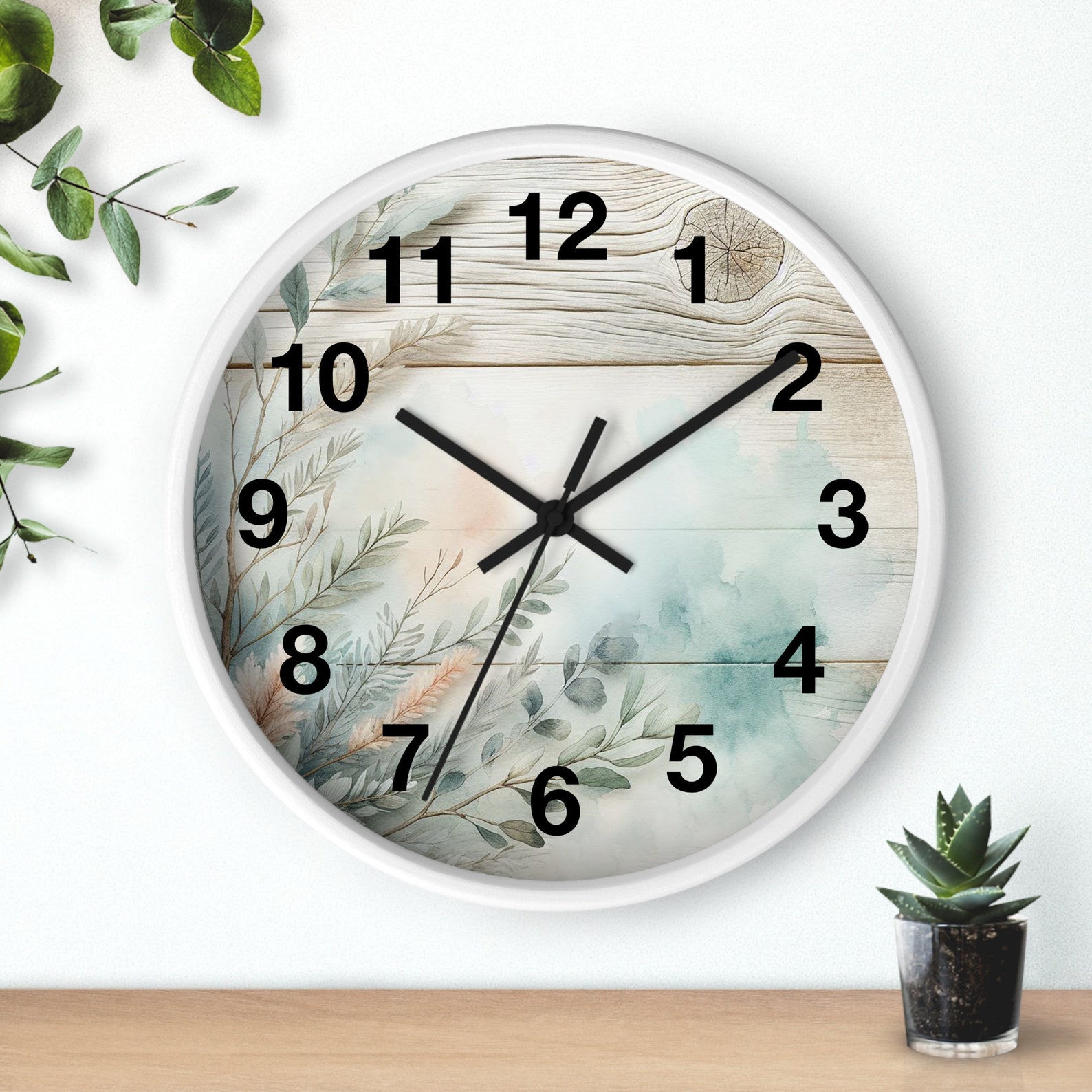 Costal Rustic Wood Watercolor Wall Clock, Unique Wall Clock, Clock With ...