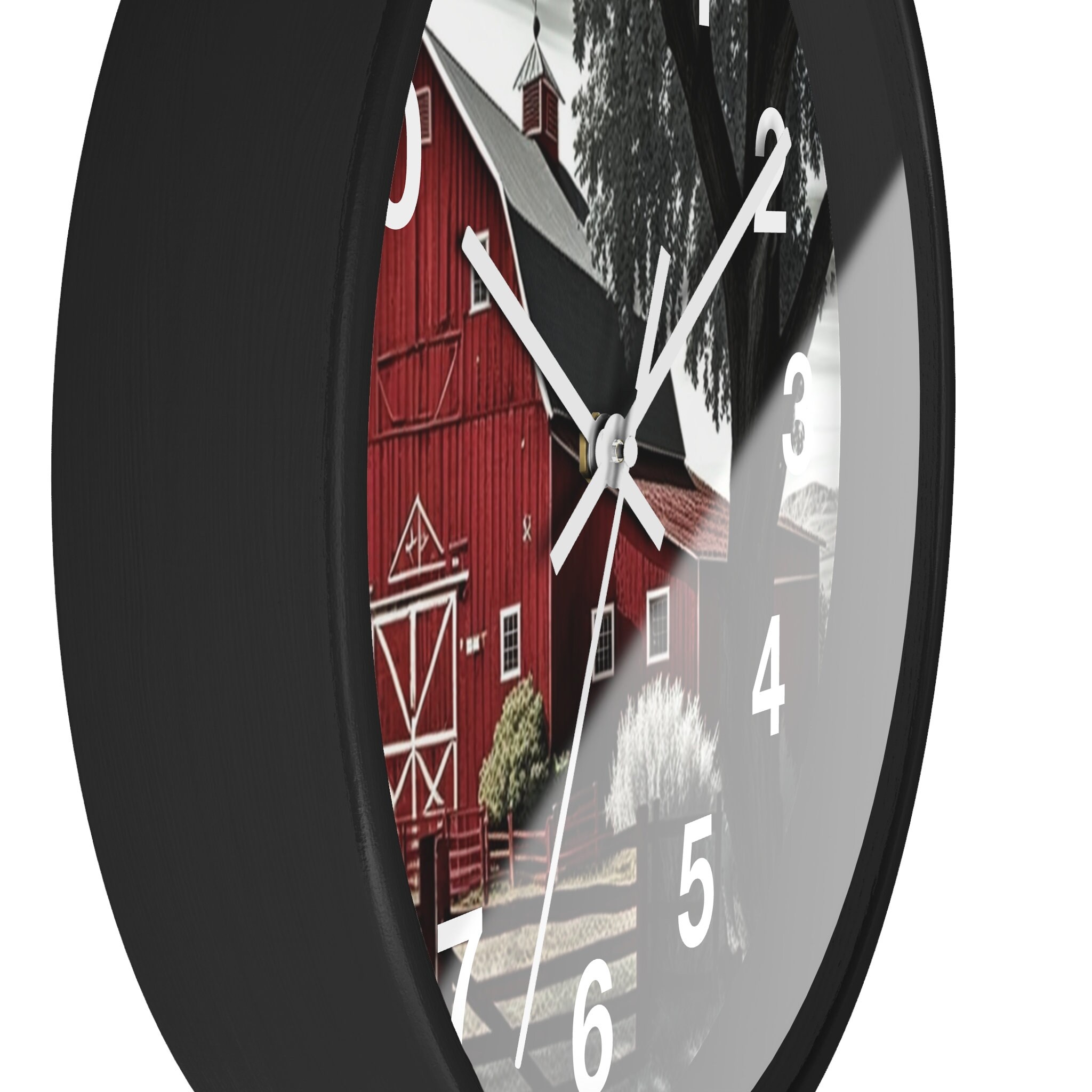 Red Barn Wall Clock, Wooden Wall Clock, Personalized Gifts, Wall Clock ...
