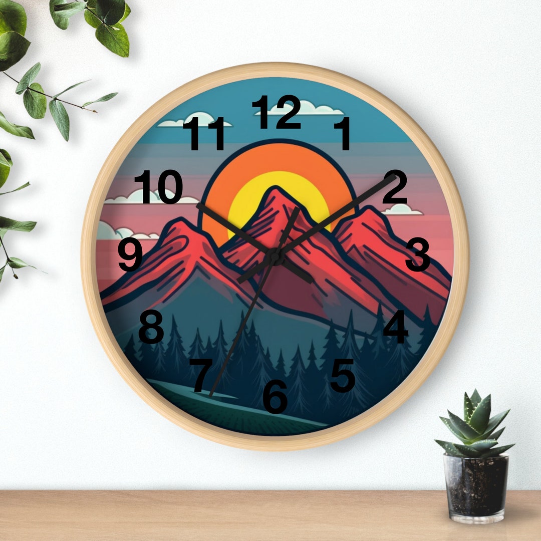 Mountain Landscape Analogue Wall Clock, Original Home Gift, Nature ...