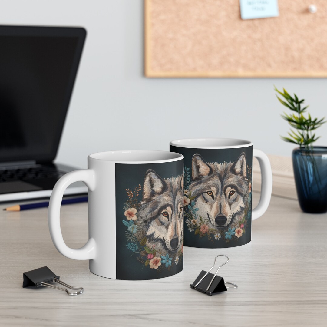 Coffee Cup, Wolf Design Coffee Mug Wilderness Spirit Collection, Unique ...