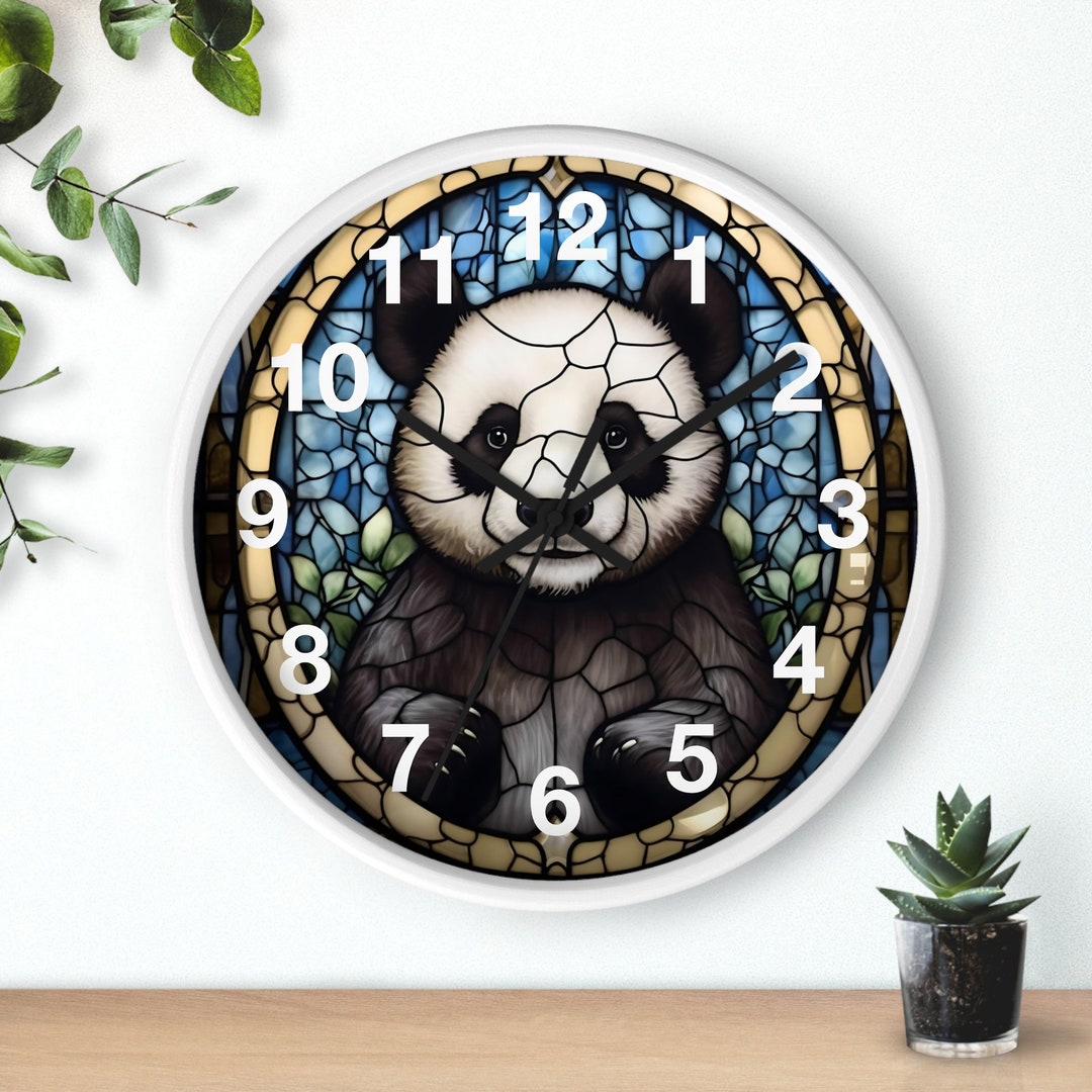 Panda Wall Clock Adorable Panda Design, Silent Ticking, Whimsical ...