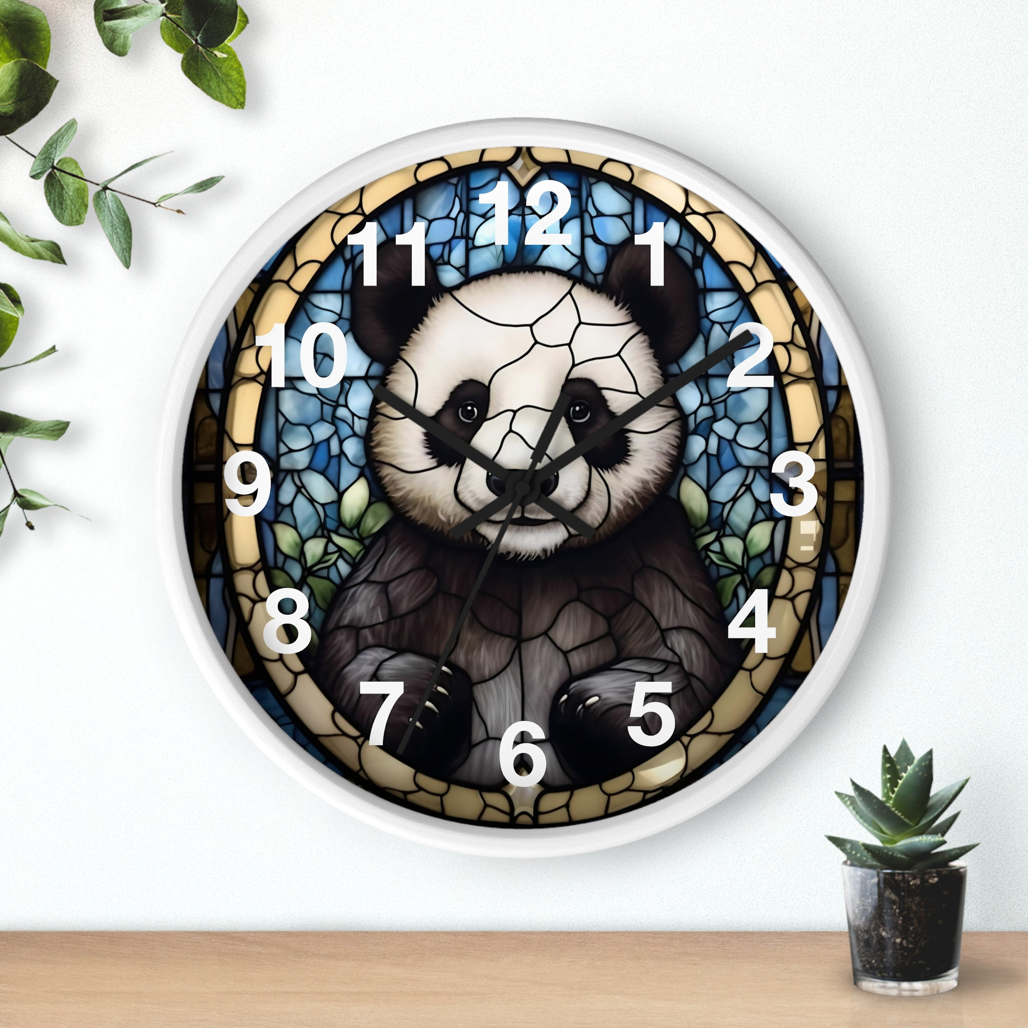 Panda Wall Clock Adorable Panda Design, Silent Ticking, Whimsical ...