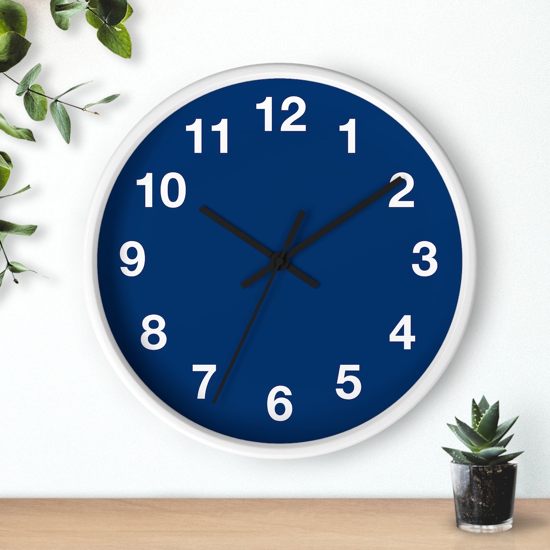Simple Wall Clock Royal Blue, Dark Blue, Clock With Numbers, Solid ...